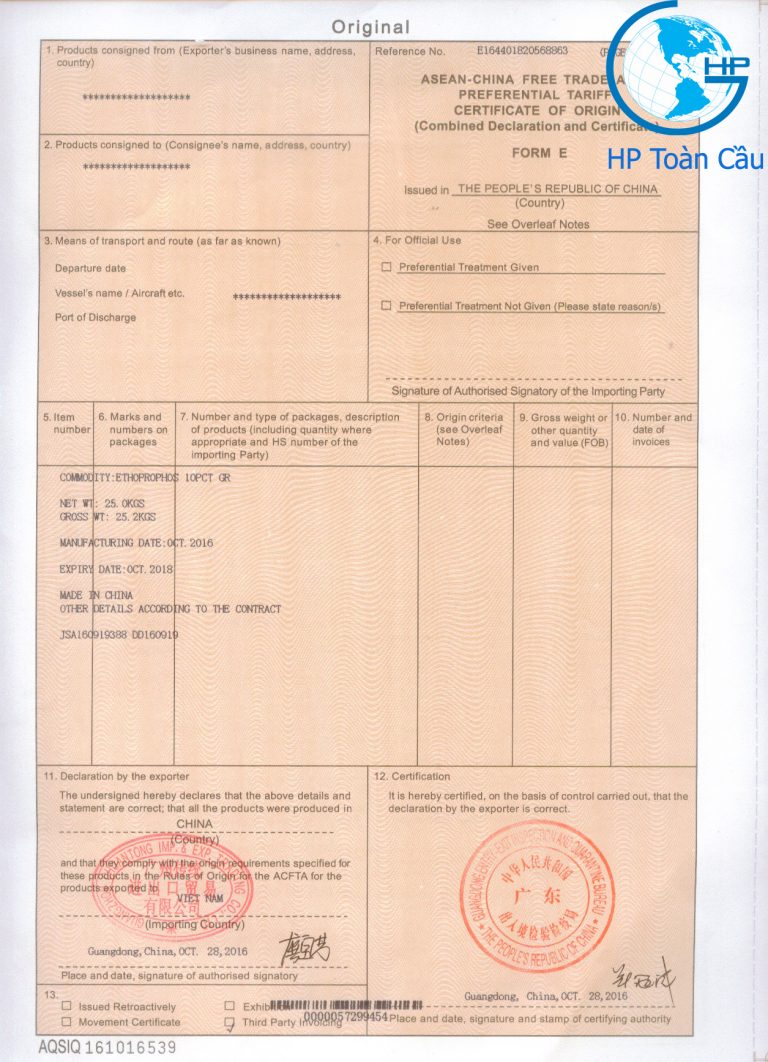 Những lưu ý về C/O form E đối với hàng nhập khẩu