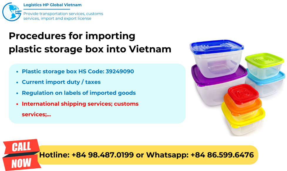 Import duty and procedures for Plastic storage box to Vietnam