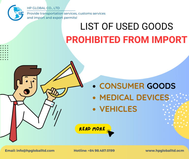 LIST OF USED GOODS PROHIBITED FROM IMPORT
