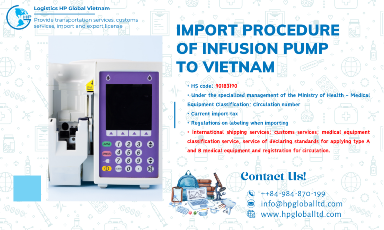 Import duty and procedures for Infusion pump to Vietnam
