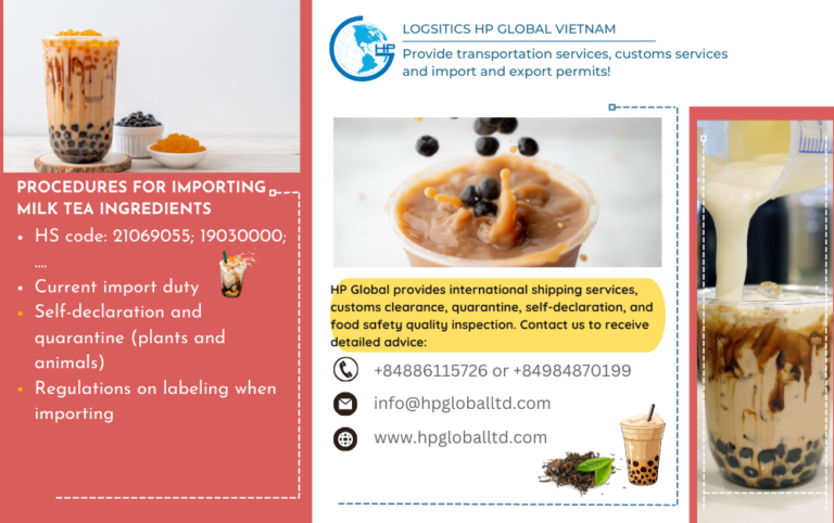 Import duty and procedures for milk tea ingredients to Vietnam