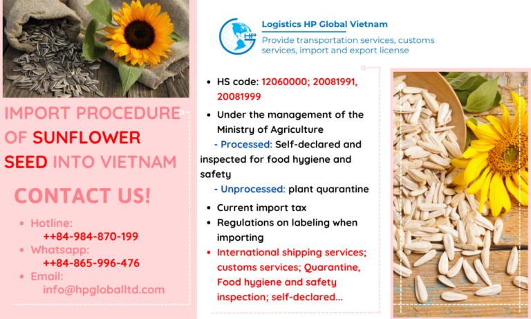 Import duty and procedures for Sunflower seed to Vietnam